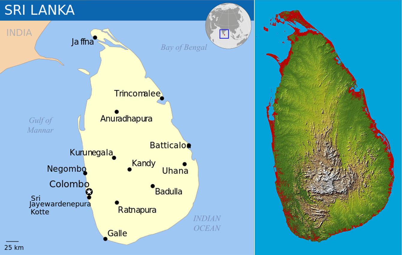 Physical Map Of Sri Lanka Ezilon Maps
